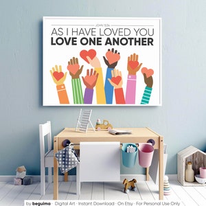 Love One Another,john 13:34,bible Verse for Kids,toddlers Christian ...