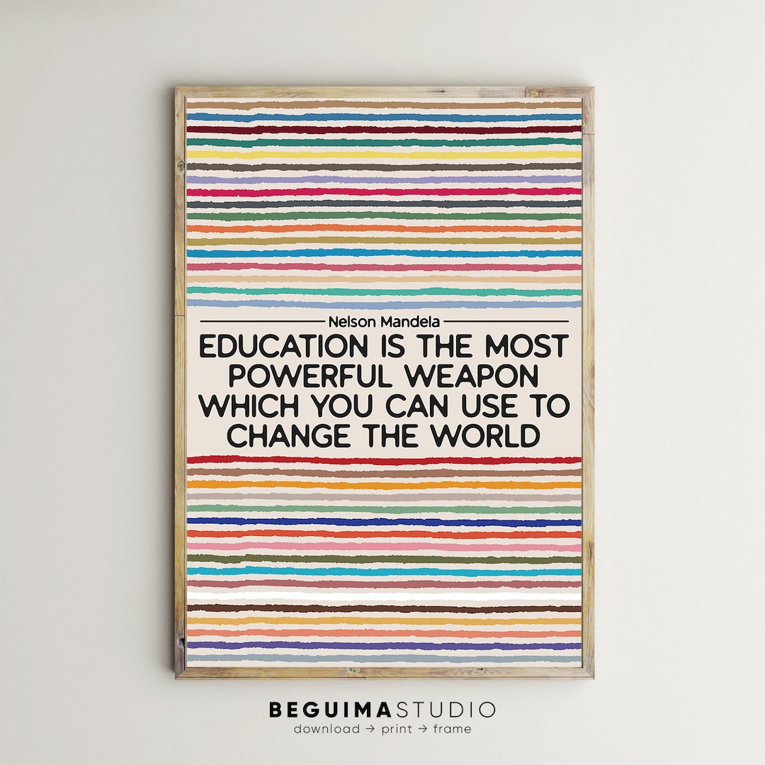 Nelson Mandela Inspirational Quotes Classroom Decor Teacher Prints Kids ...