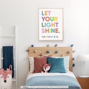 Bible Verse for Kids,let Your Light Shine,christian Prints ...
