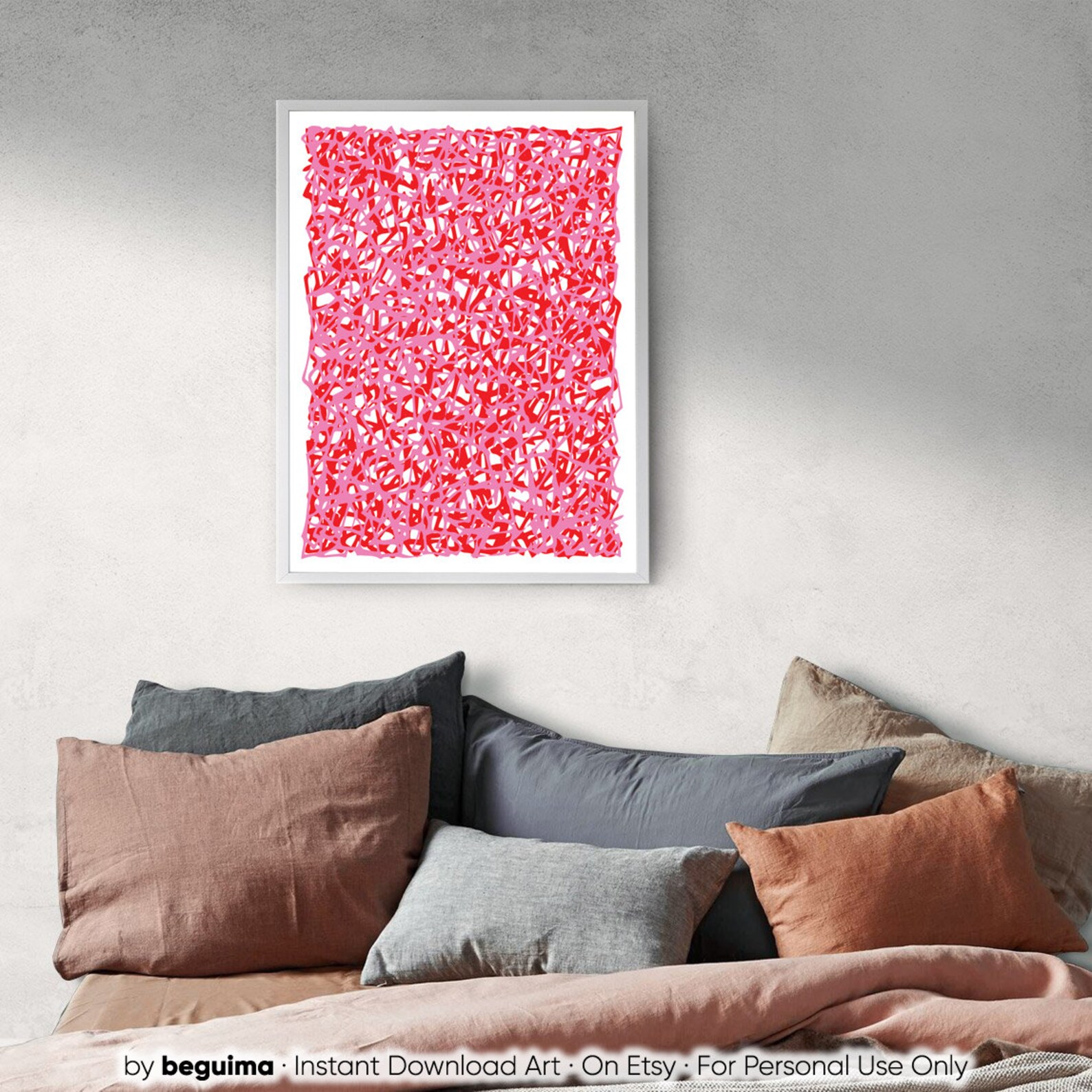Pink Red Abstract Wall Art Prints Poster Colorful Printable | Etsy