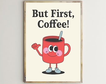 Retro Coffee Print | Etsy
