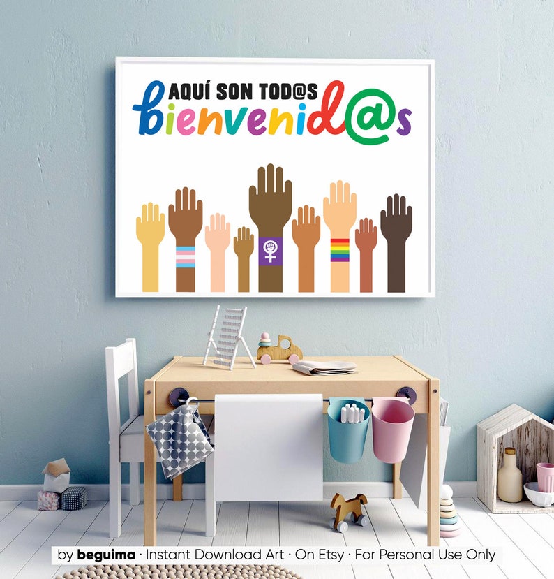 Everyone is Welcome Here,spanish,classroom Decor,diversity Prints ...