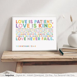 Love is Patient,love is Kind,bible Verse Print Kids Christian ...