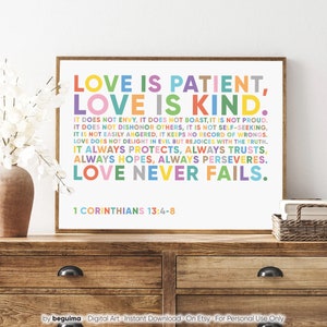 Love is Patient,love is Kind,bible Verse Print Kids Christian ...