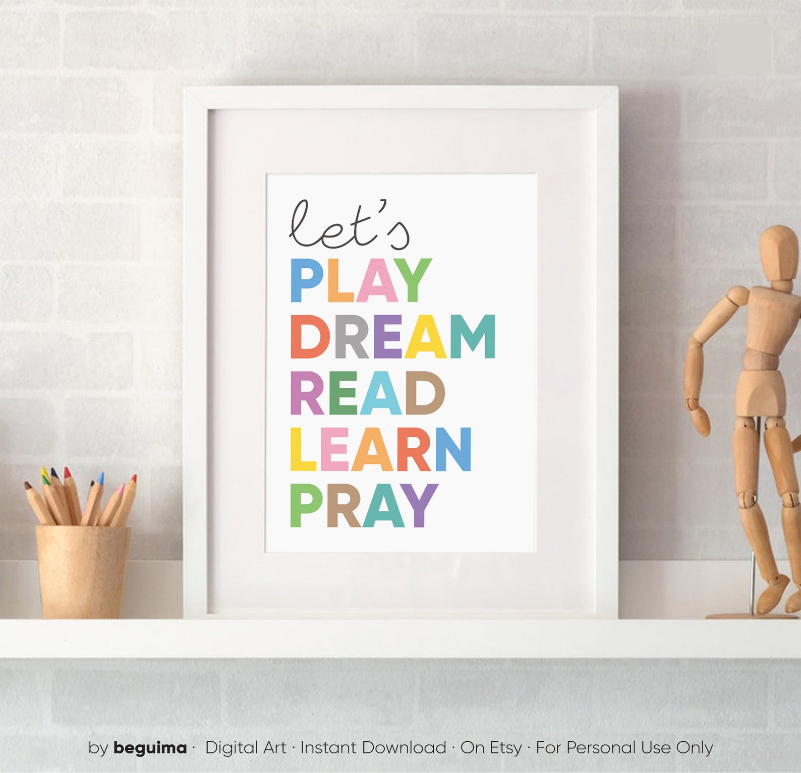 Kids Christian Print,pray,let's Play,let's Read,dream,learn,nursery ...