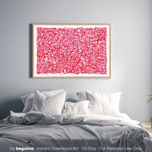 Pink Red Abstract Wall Art Prints Poster Colorful Printable | Etsy