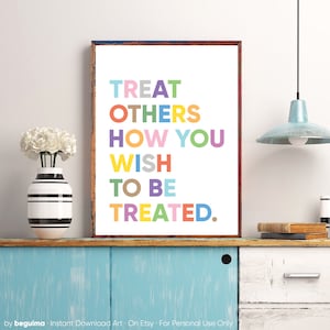 Treat Others How You Wish to Be Treated,classroom Decor,teacher Print ...