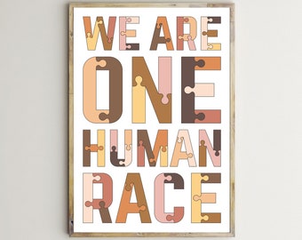 We Are One Human Race Poster - Etsy
