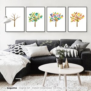 Tree Wall Art,four Seasons,botanical Prints,set of 4,trees Poster ...