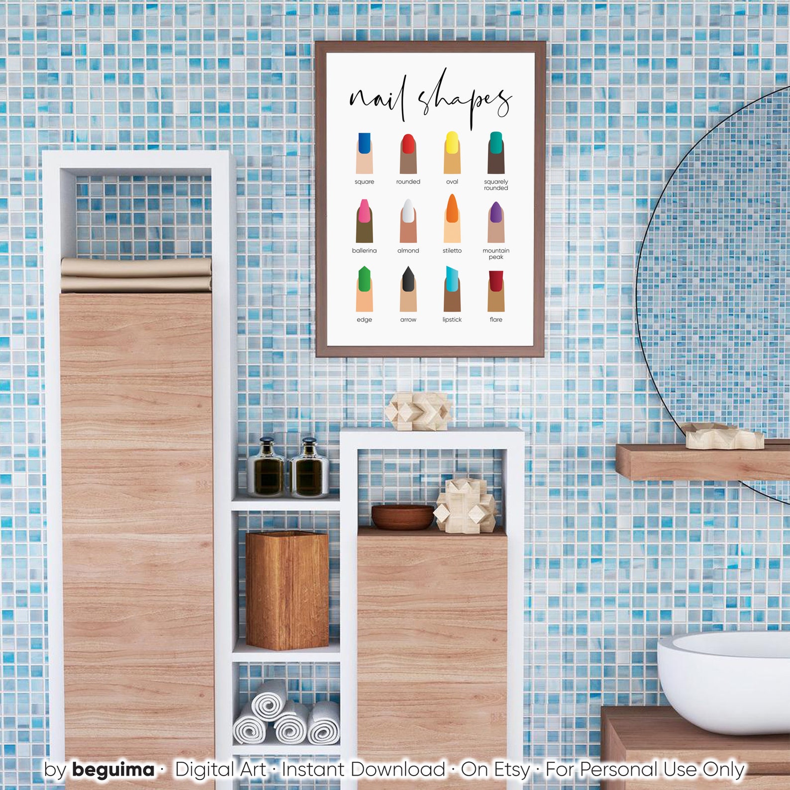 Manicure Prints,nail Shapes,nail Types,wall Art,nails Posters,beauty ...
