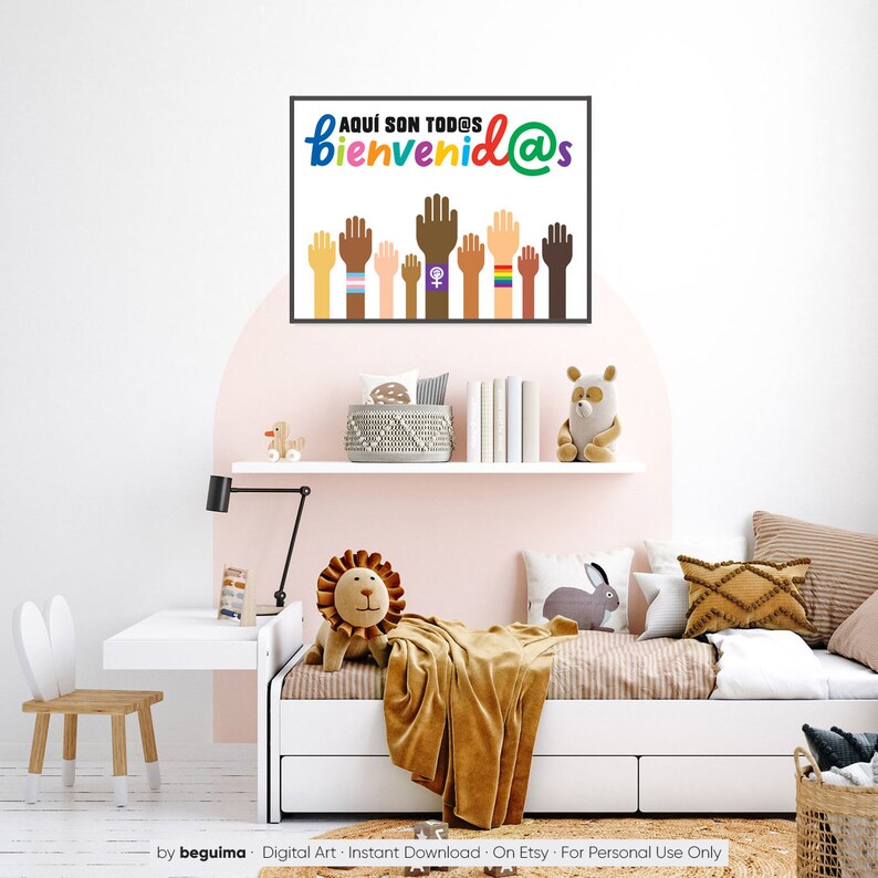 Everyone is Welcome Here,spanish,classroom Decor,diversity Print ...