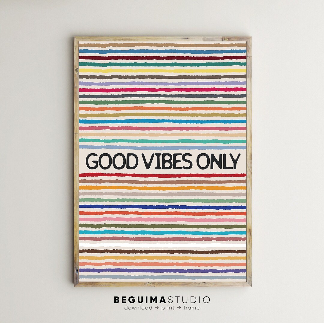 Good Vibes Only,positivity Prints Inspirational Quotes Aesthetic Office ...