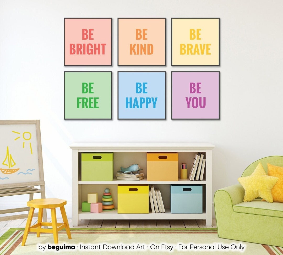 Be Kind,classroom Decor,kids Wall Art,nursery Prints,be Brave,be Happy ...