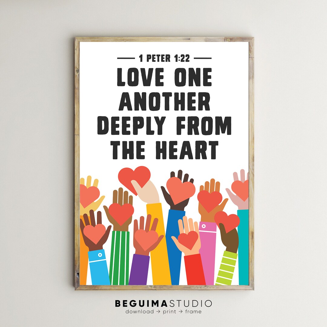 Love One Another,1 Peter 1:22,bible Verse for Kids Inspiring Christian ...
