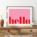 Hello Printpinkredhello Posterprintable Wall - Etsy