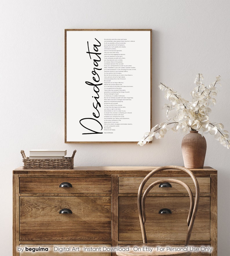 Desiderata Prints,max Ehrmann Poem,printable Wall Art,poster,home Decor ...