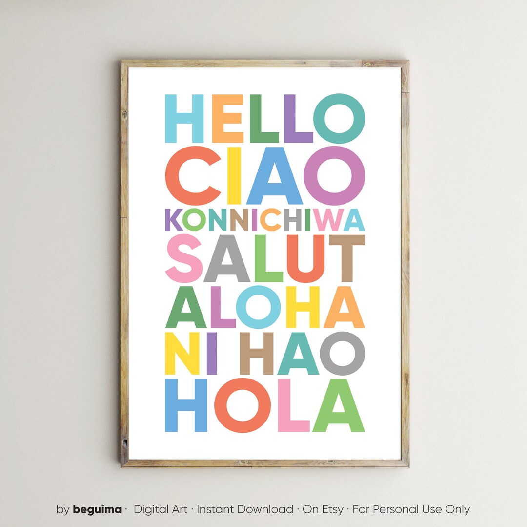 Hello Wall Art,hello Print,hi Posters,hello in Different Languages ...