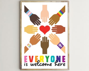 Everyone is Welcome Here,equality Print,diversity Wall Art,inclusion ...