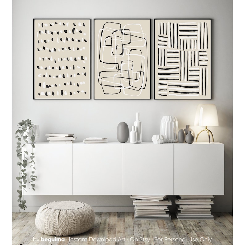 Abstract Wall ArtSet Of 3 PrintsNeutral | Etsy