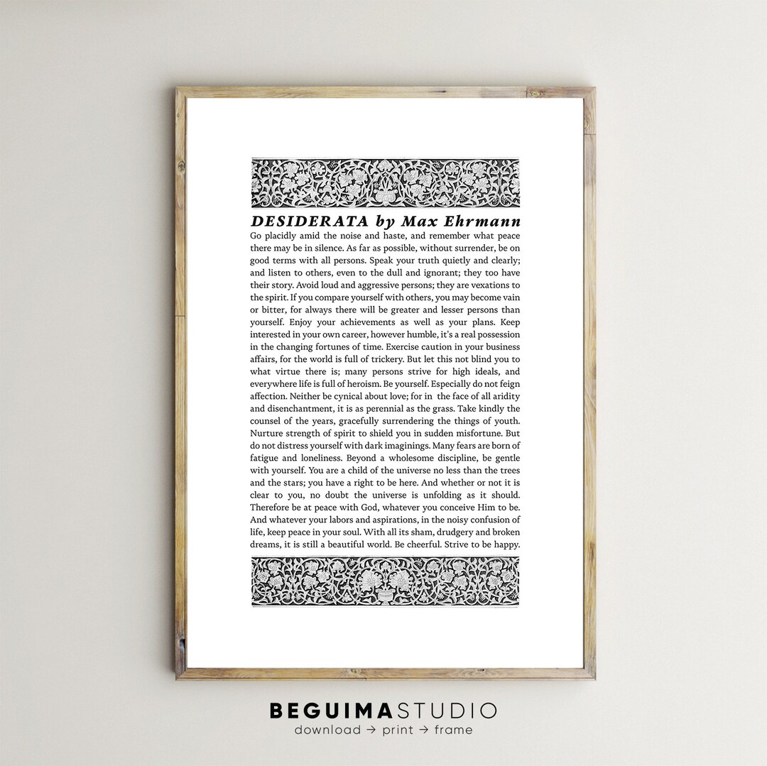 Desiderata Prints Inspirational Poem Wall Art Max Ehrmann Quotes ...