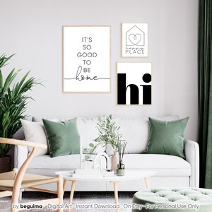 Set of 3 Home Prints,welcome Wall Art,it's so Good to Be Home,hi Poster ...