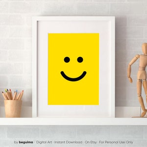 Smiley Print,smiley Poster,smiley Wall Art,yellow Wall Art,fun,trendy ...