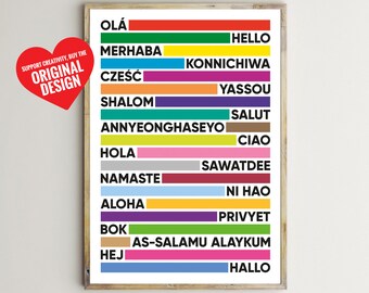 Set of 2 Hello & Goodbye in Different Languages Colourful - Etsy