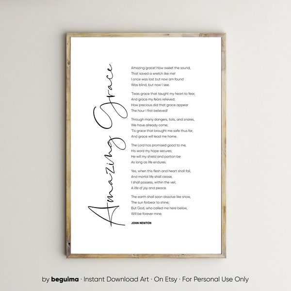 Amazing Grace Print - Etsy