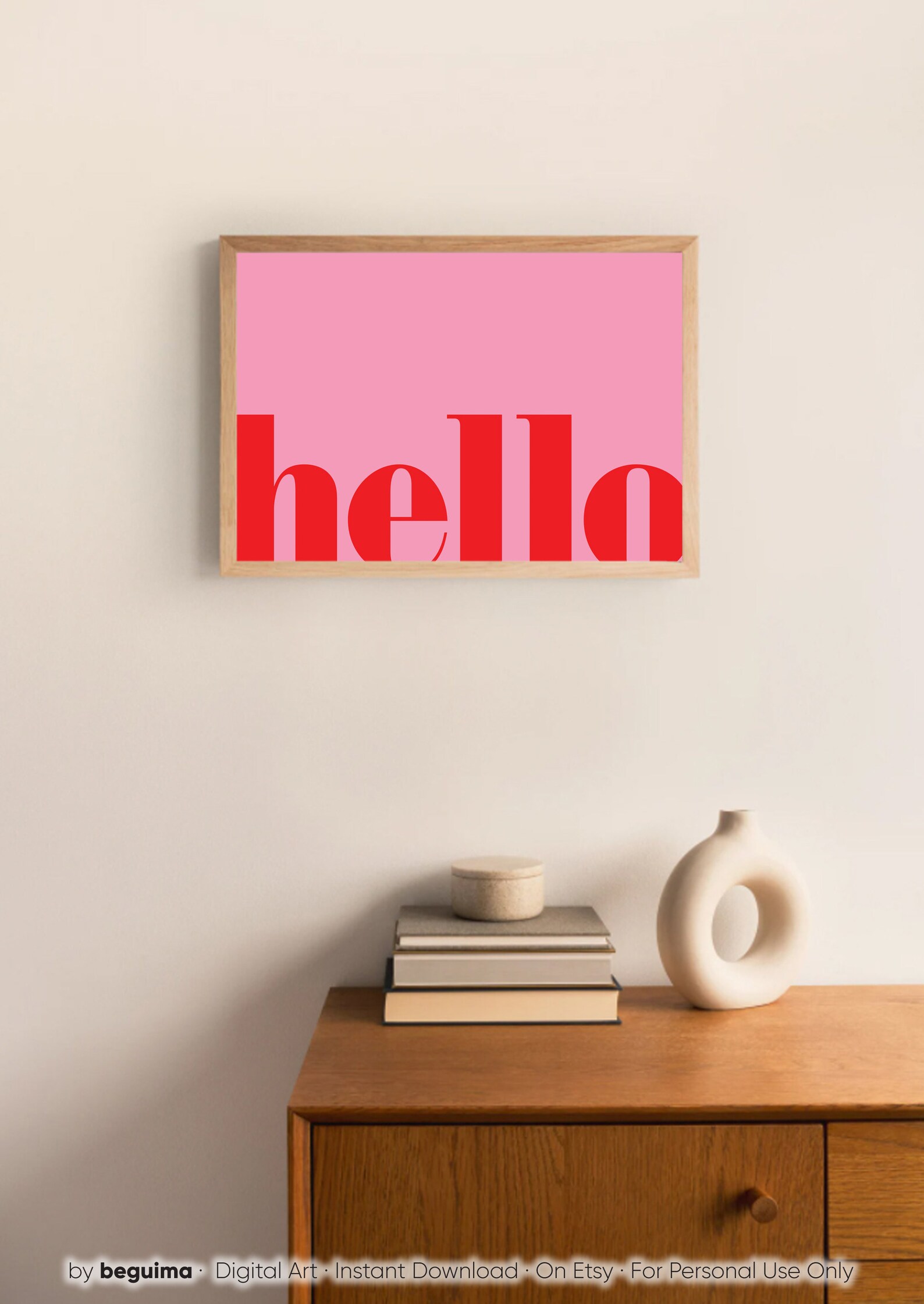 Hello Printpinkredhello Posterprintable Wall - Etsy