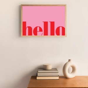 Hello Printpinkredhello Posterprintable Wall - Etsy