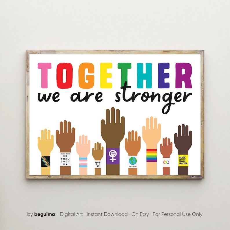 Stronger Togetherdiversity Printsequalityclassroom | Etsy