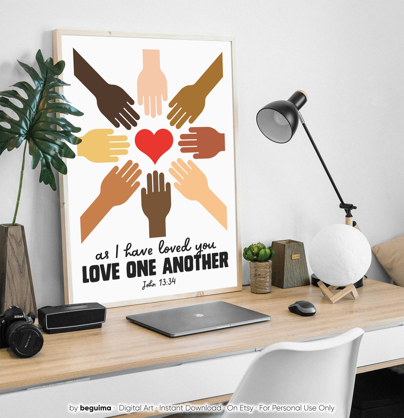 Love One Another,kid Bible Verse Prints Christian Wall Art Diversity ...