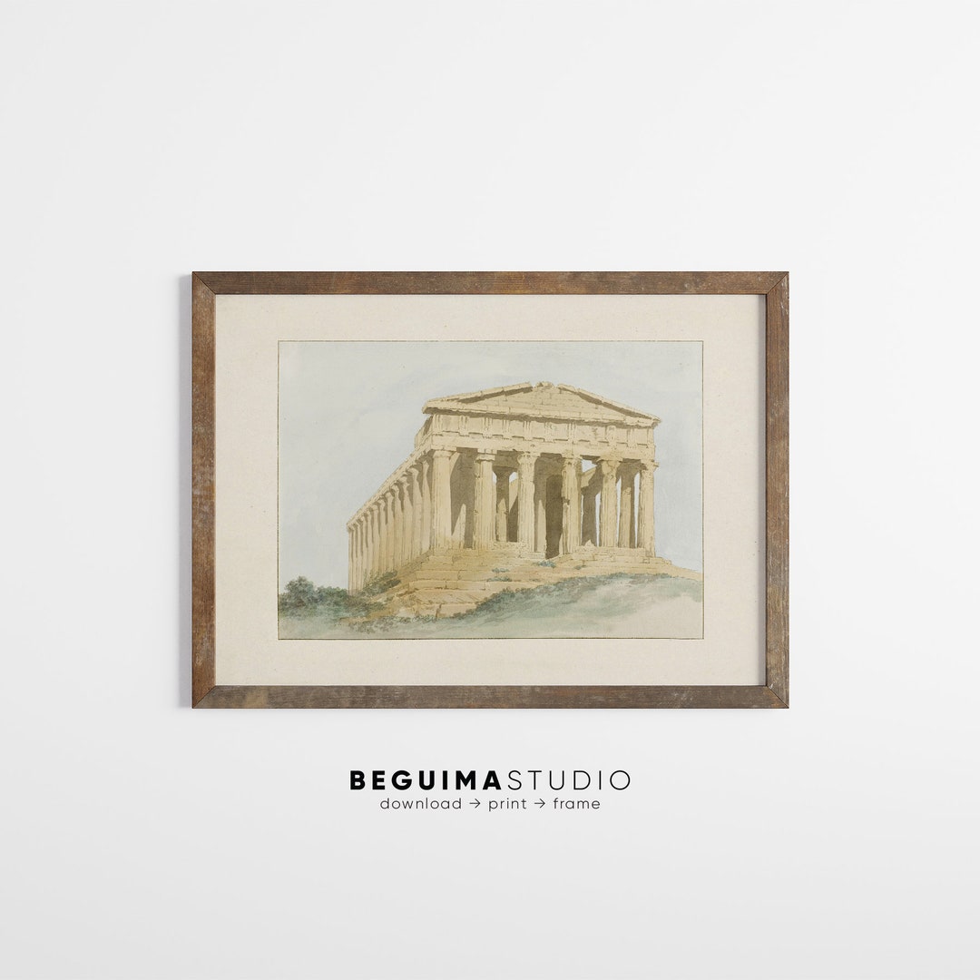 Ancient Greek Temple,print,wall Art,poster,landscape,vintage,watercolor ...