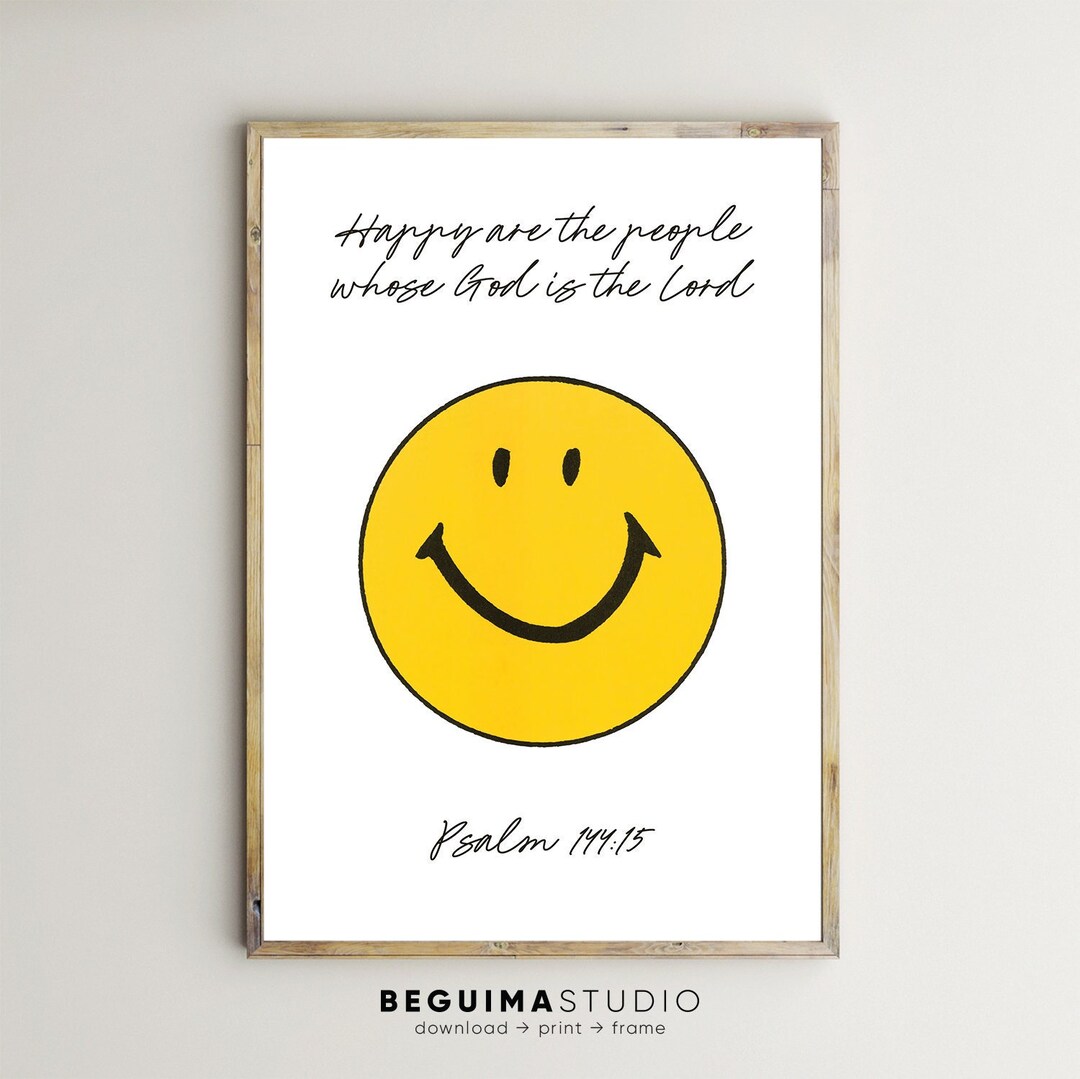 Christian Print,smiley Poster,happy Are the People Whose God is the ...