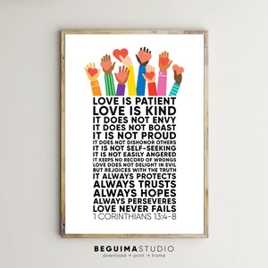 Inspirational Bible Verse Poster for Kids,love is Patient,love is Kind ...