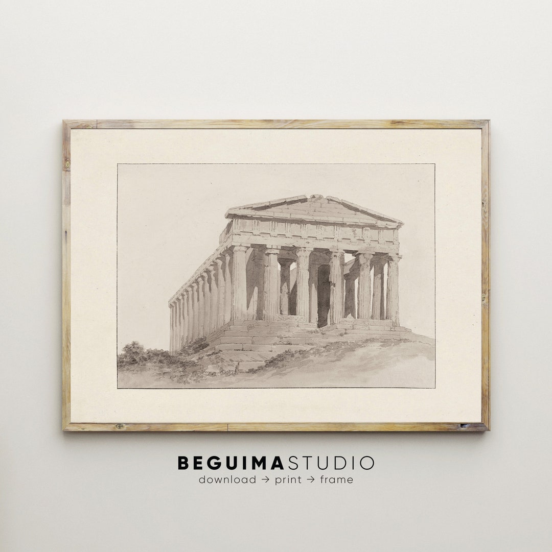 Greek Prints,ancient Temple Wall Art,vintage Illustration Posters ...