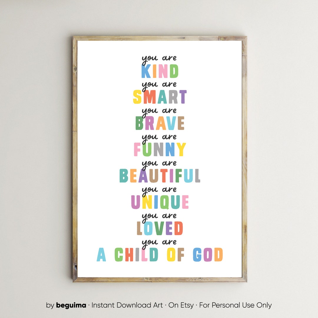 I Am A Child of God,positive Affirmations,kids,nursery Print,bible ...