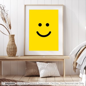 Smiley Print,smiley Poster,smiley Wall Art,yellow Wall Art,fun,trendy ...