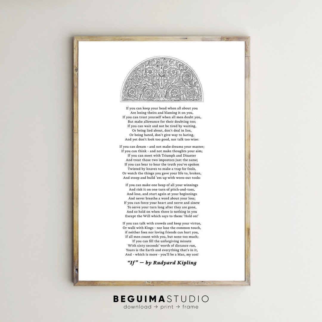 If by Rudyard Kipling,if Poem Prints,printable Wall Art,inspiring Words ...
