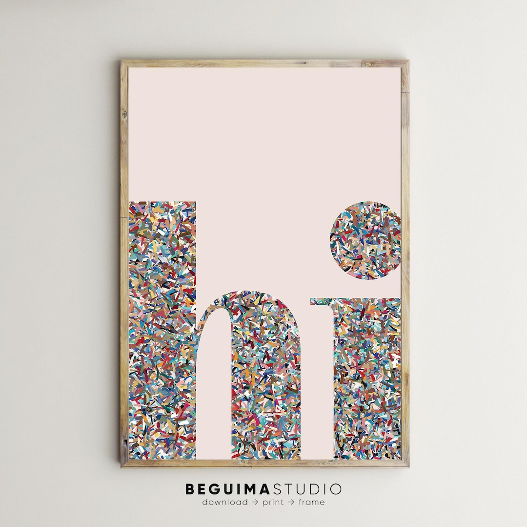 Hi Print Printable Hello Wall Art Colorful Hi Poster Entryway Home ...