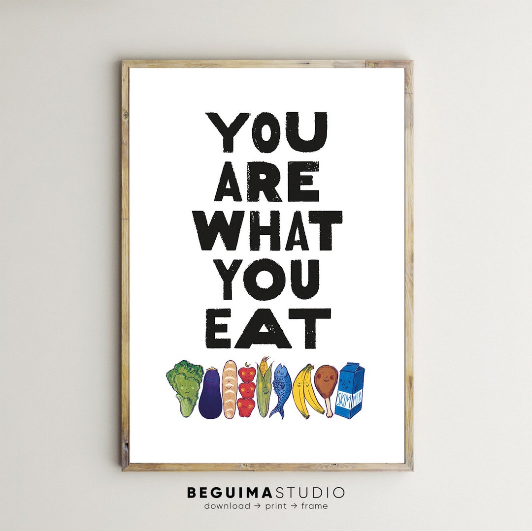 Kitchen Posters Food Wall Art You Are What You Eat Kitchen Prints ...