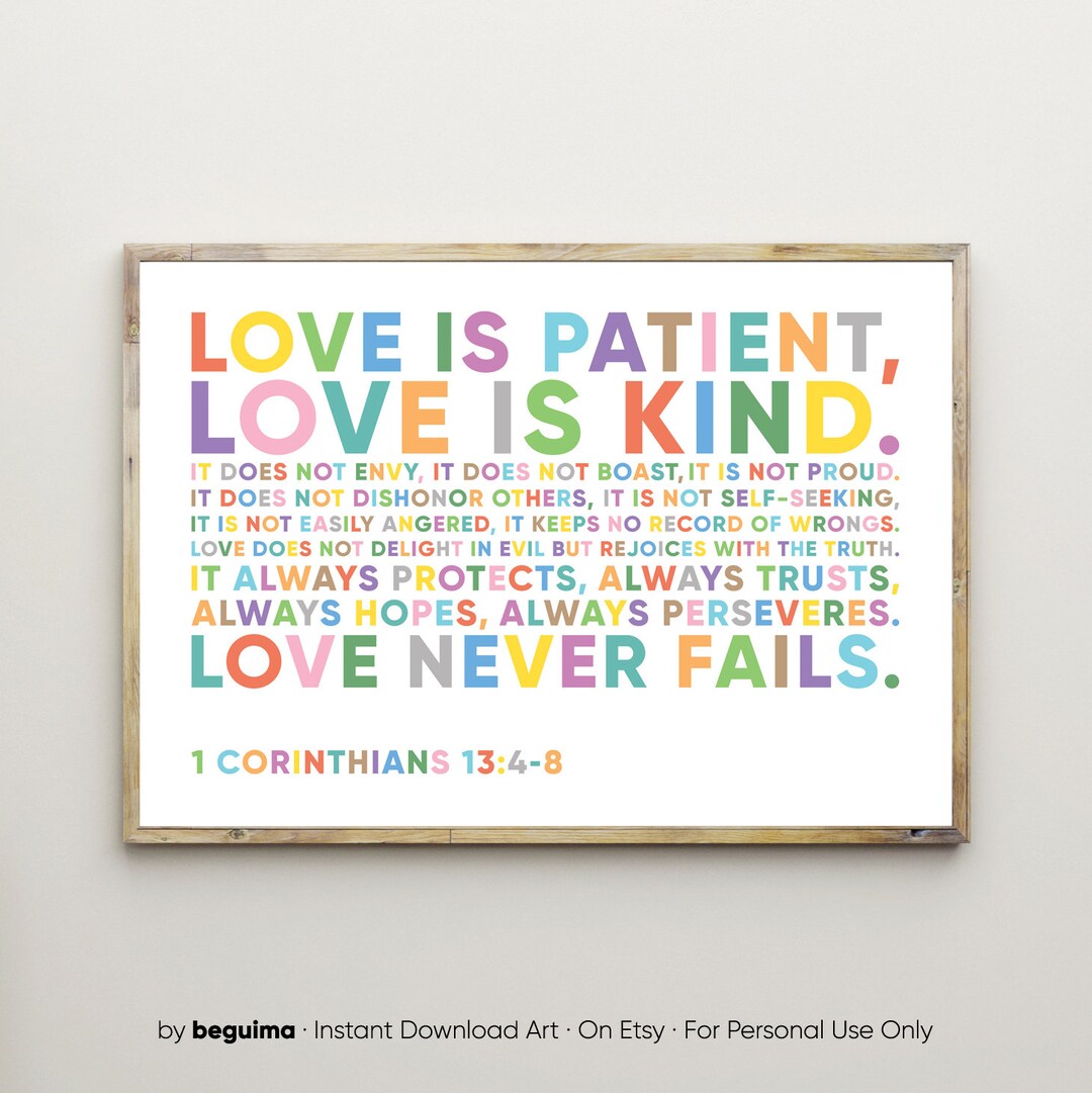 Love is Patient,love is Kind,bible Verse Print Kids Christian ...