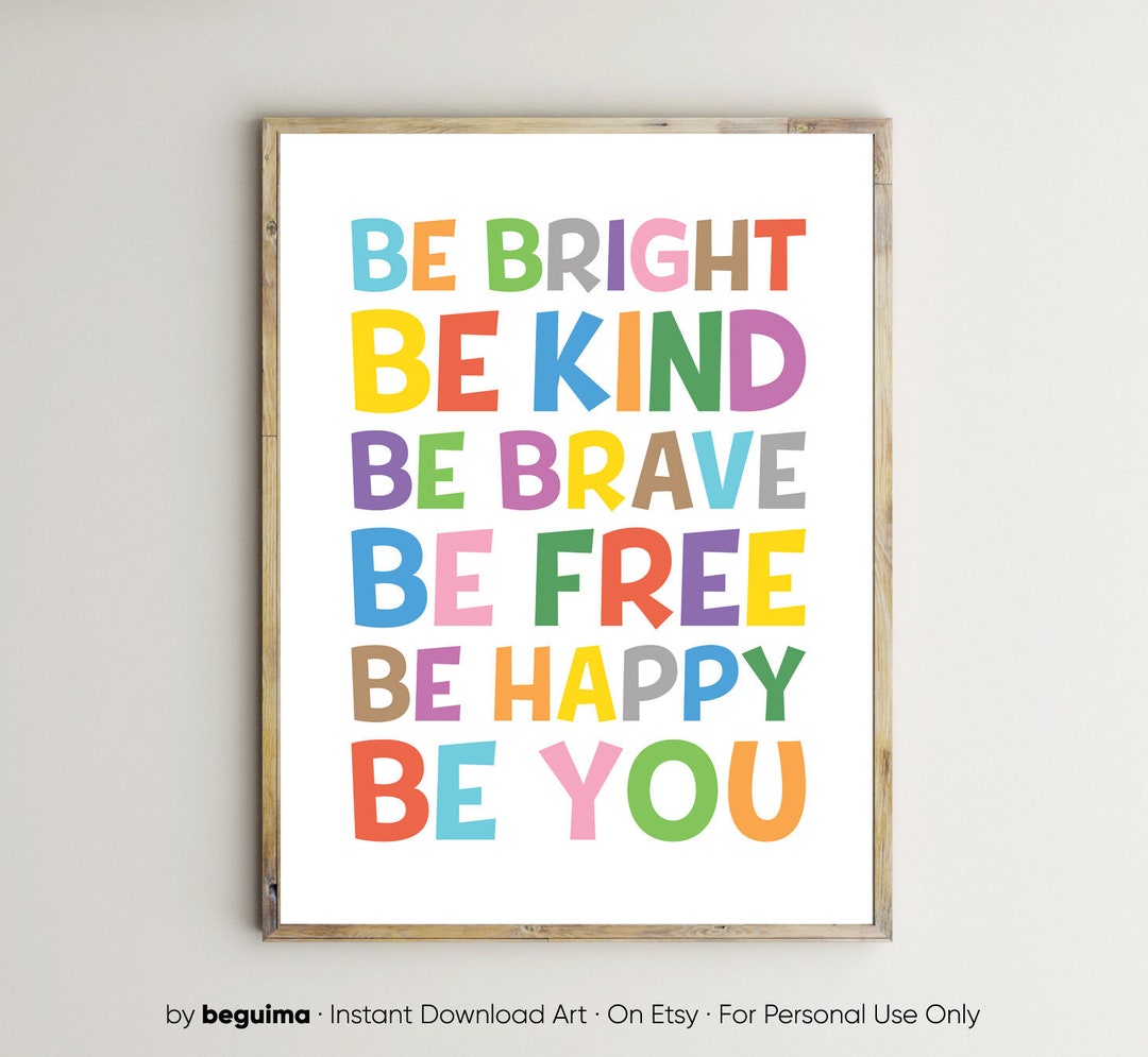 Nursery Wall Art,be Kind Prints,classroom Decor,quote for Kids,teacher ...
