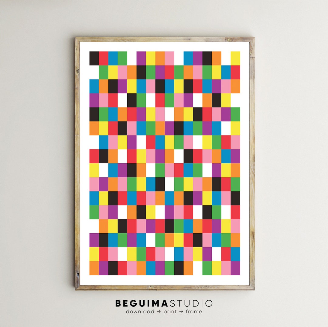 Checkered Prints Funky Geometric Posters Modern Abstract Wall Art ...