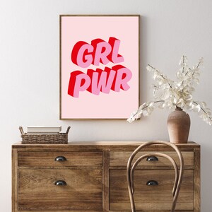Girl Power Print,grl Pwr,pink,red,feminist,feminism,poster,girl Room ...