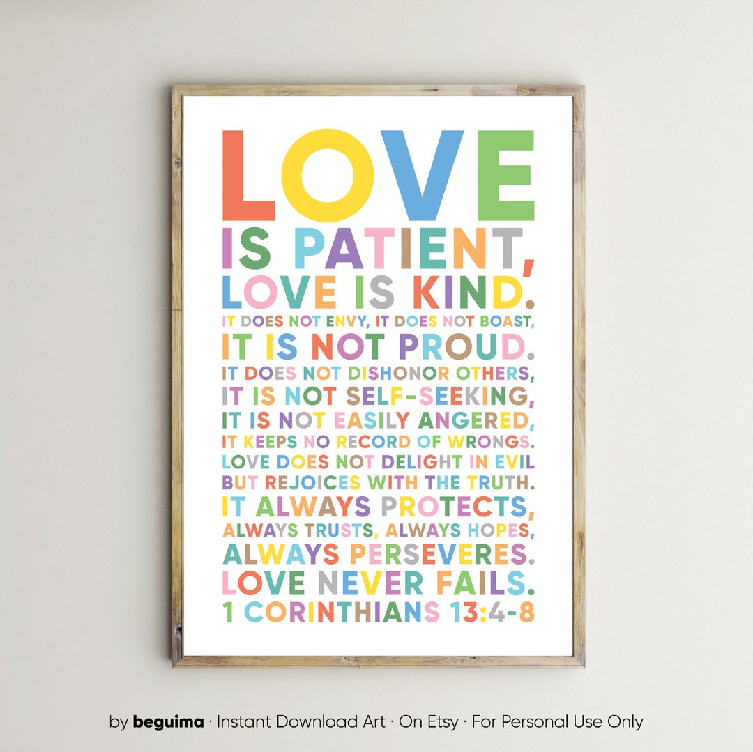 Love is Patient,love is Kind,1 Corinthians 13:4-8,kids Bible Verse ...