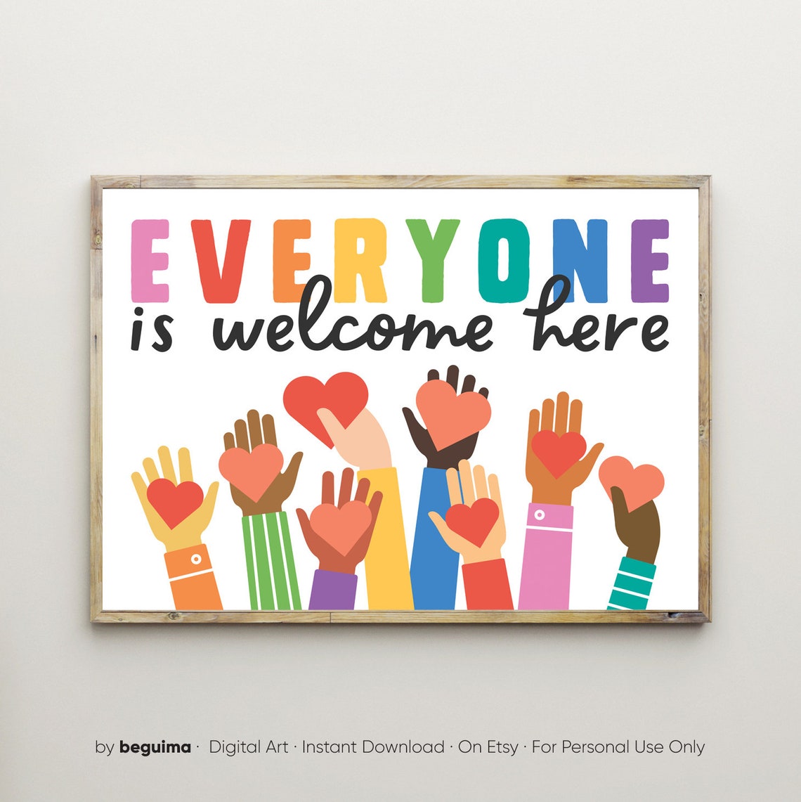 Everyone is Welcome Hereequality Printdiversity Wall - Etsy