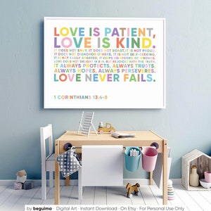 Love is Patient,love is Kind,bible Verse Print Kids Christian ...