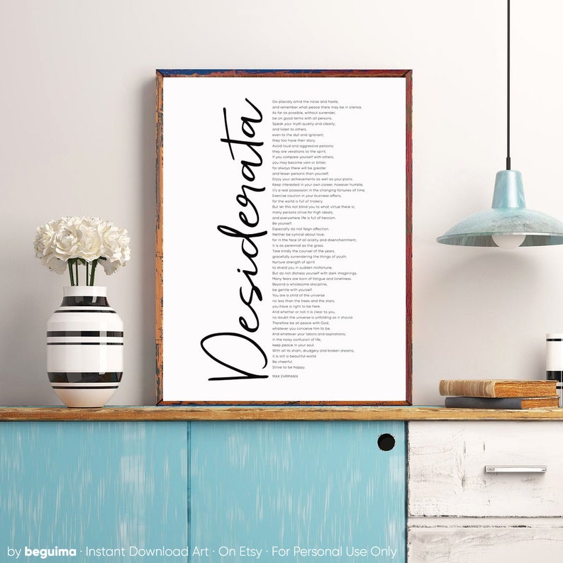 Desiderata Prints,max Ehrmann Poem,printable Wall Art,poster,home Decor ...