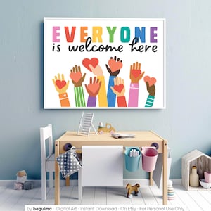 Everyone is Welcome Here,equality Print,diversity Wall Art,inclusion ...